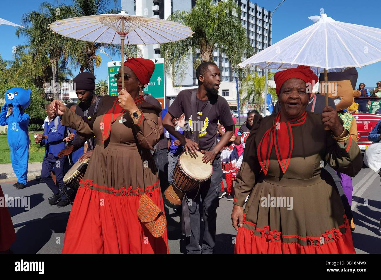 Windhoek, Namibia. 25th Apr, 2025. People perform at the annual /Ae ...