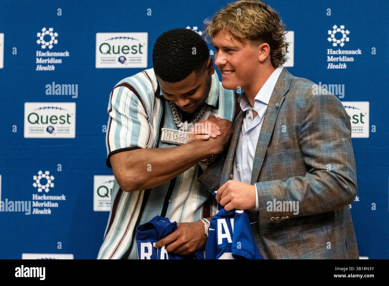 New York Giants first round draft picks Abdul Carter, left, and Jaxson ...