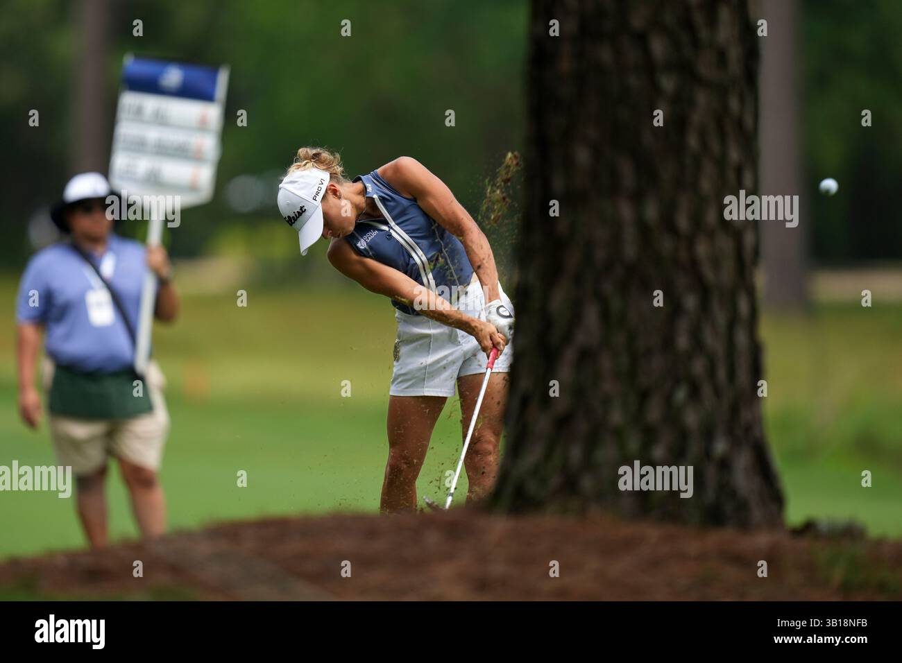 Pauline Roussin-Bouchard, of France, hits on the tenth hole during the ...