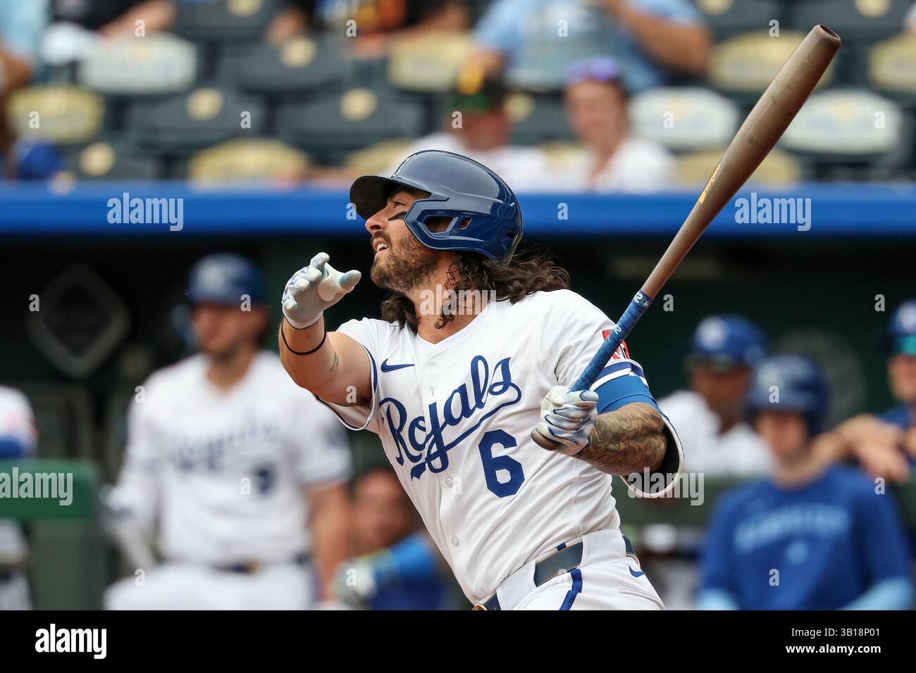 April 24, 2025: Kansas City Royals left fielder Jonathan India (6) bats ...