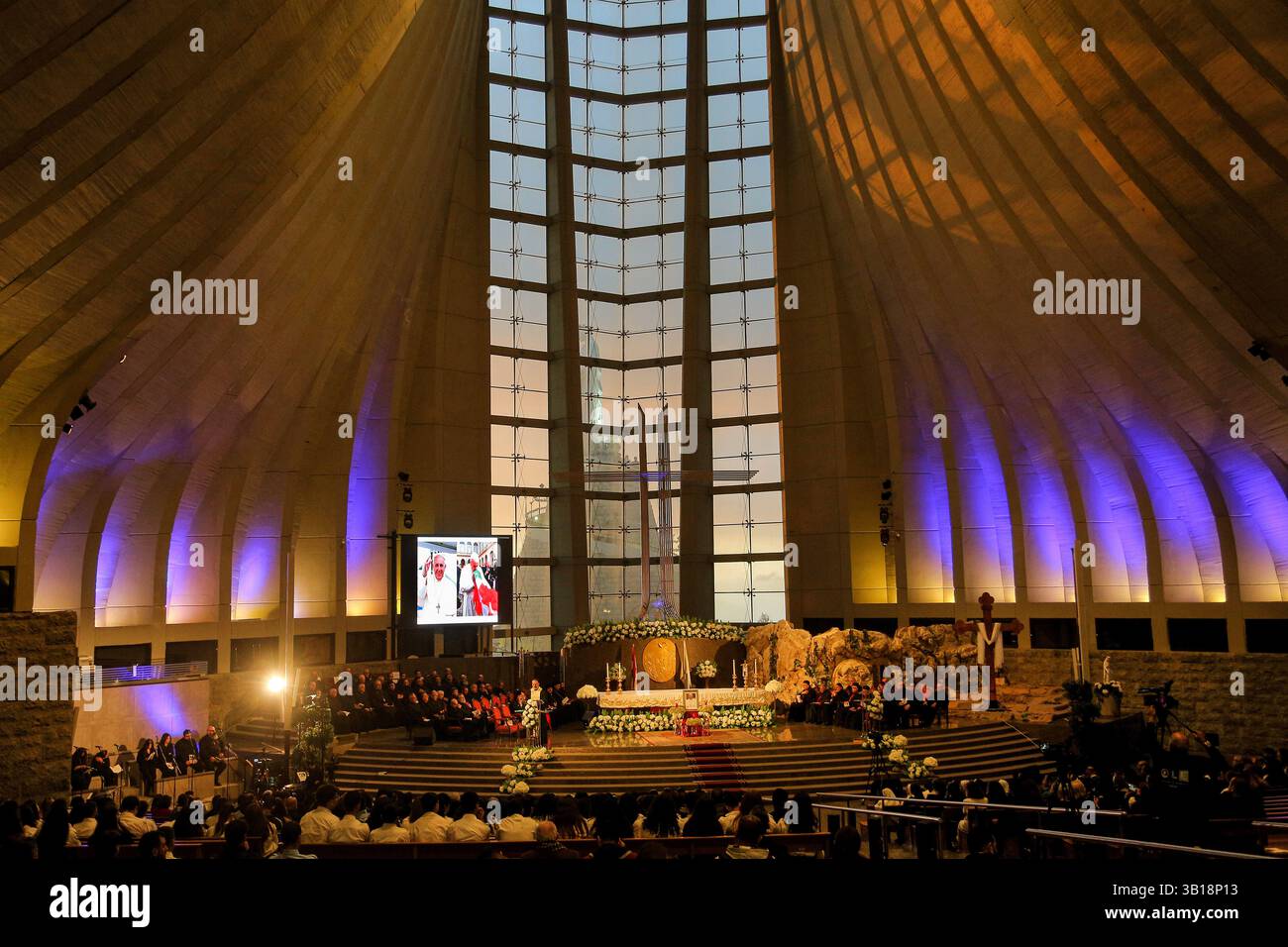 April 25, 2025, Harissa, Harissa, Lebanon: Images of Pope Francis are ...