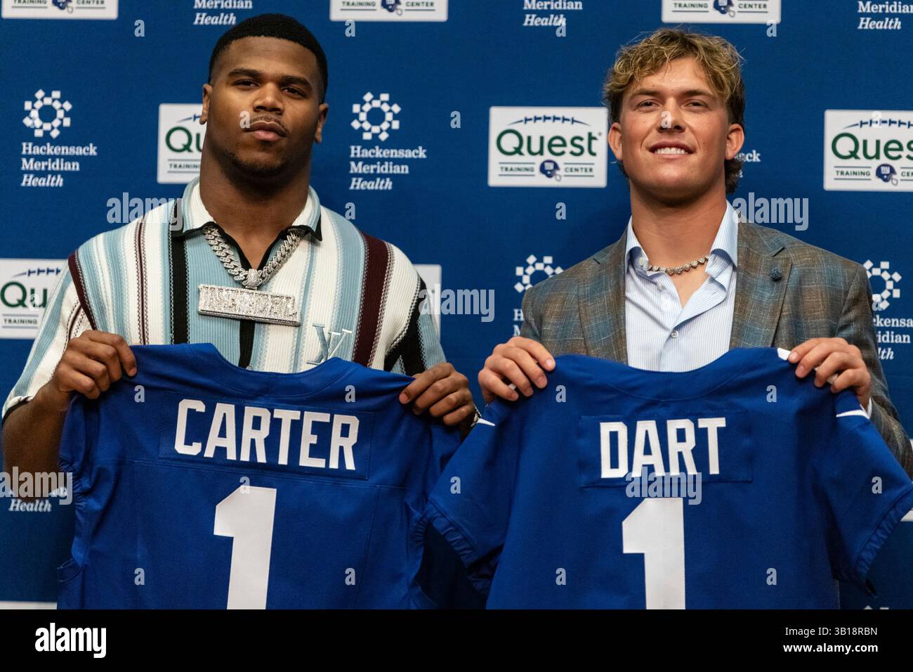 New York Giants first-round draft picks Abdul Carter, left, and Jaxson ...