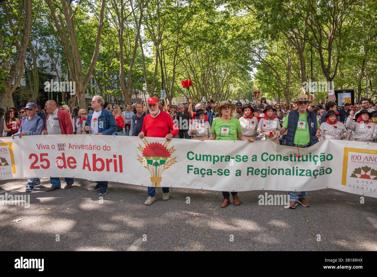 Lisbon, Portugal. 25 April 2025. Parade on Avenida da Liberdade ...