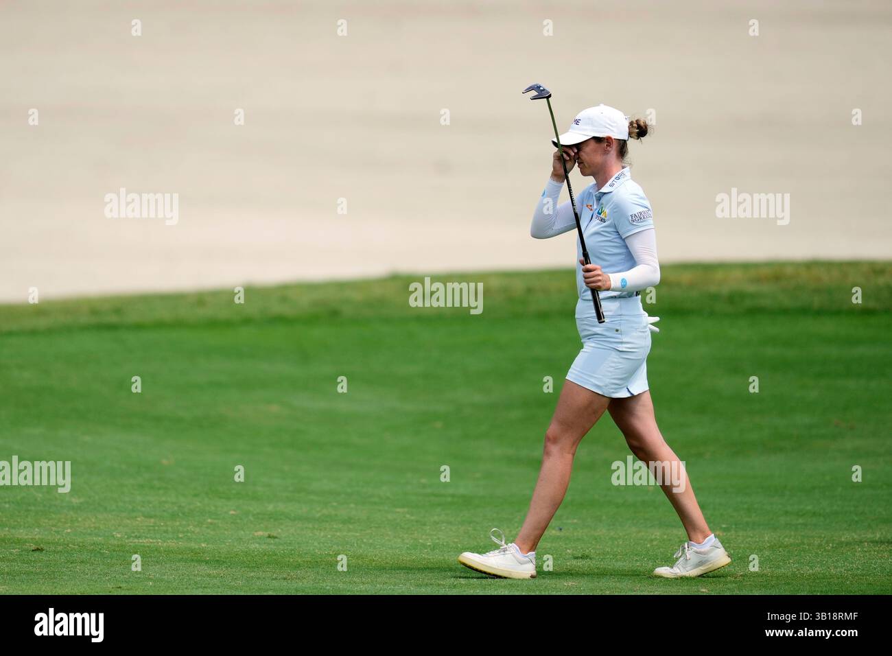 Sarah Schmelzel reacts on the eighth hole during the second round of ...