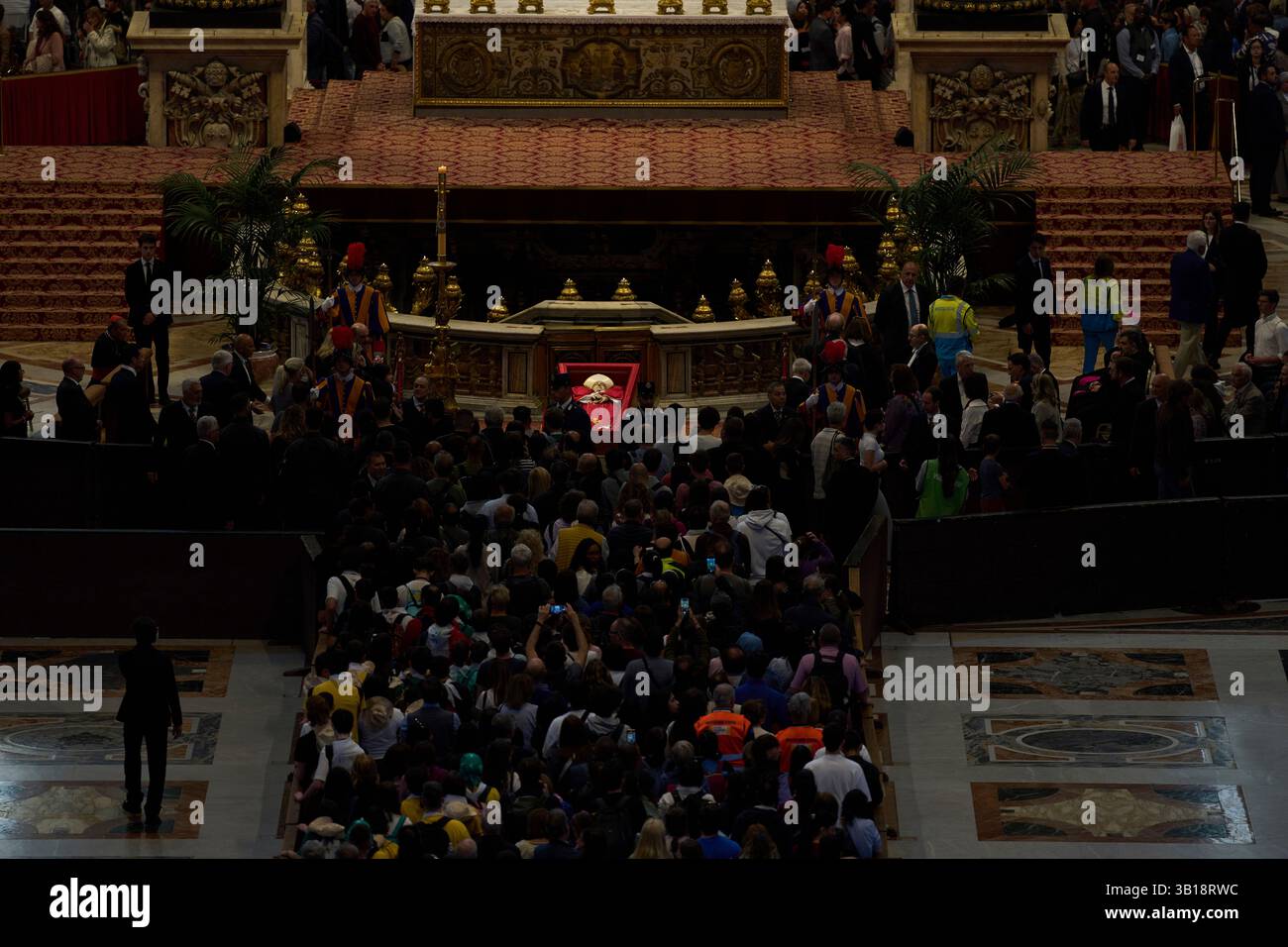 The body of Pope Francis rests inside St. Peter's Basilica at the ...