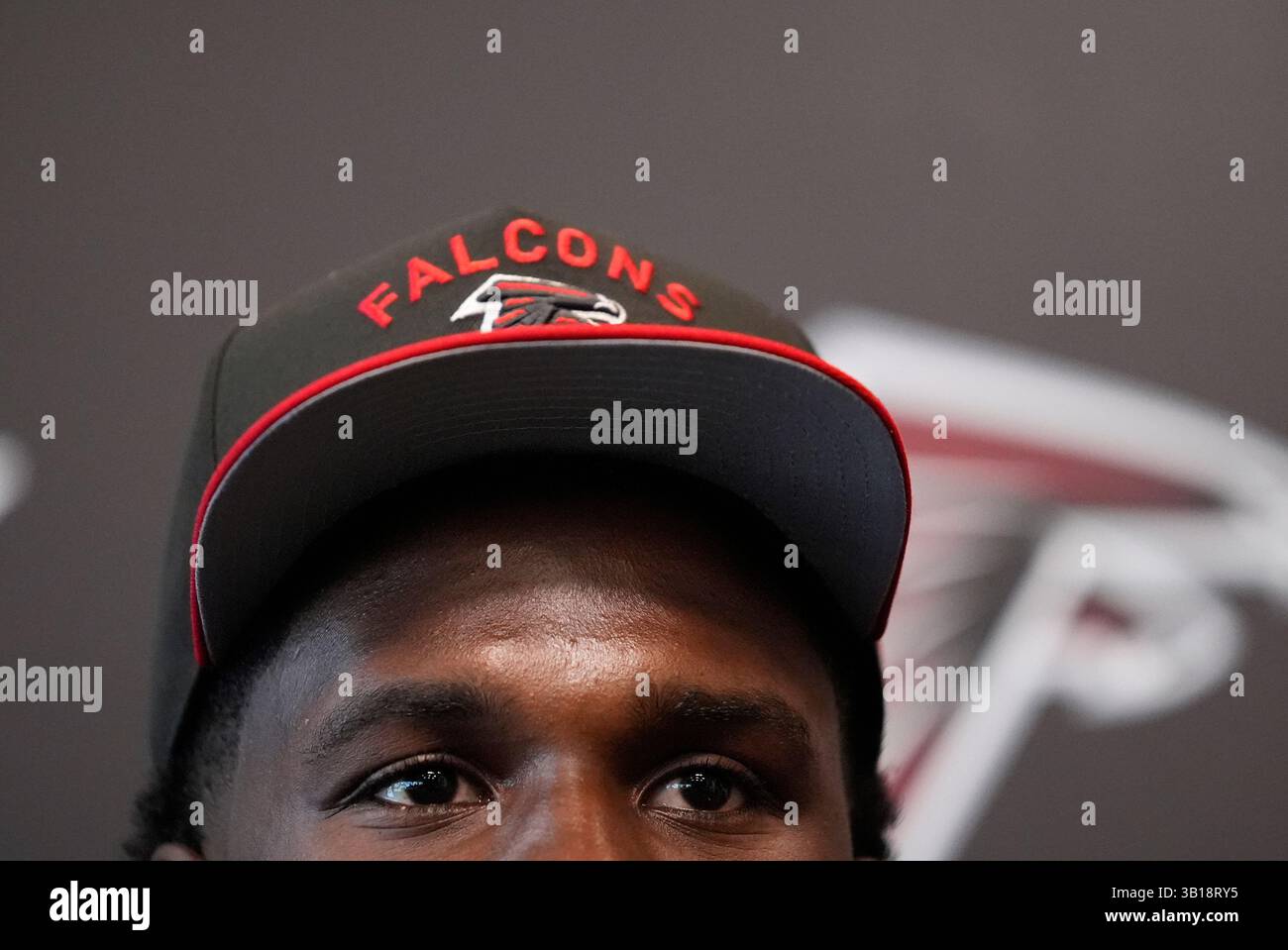 Atlanta Falcons first-round draft pick James Pearce Jr., speaks during ...