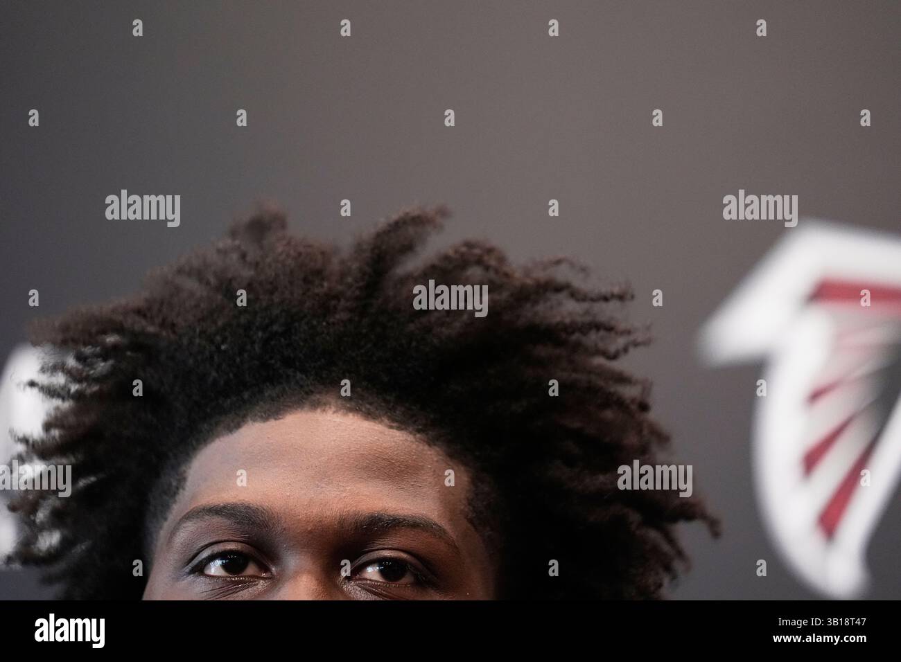 Atlanta Falcons first-round draft pick Jalon Walker speaks during a ...