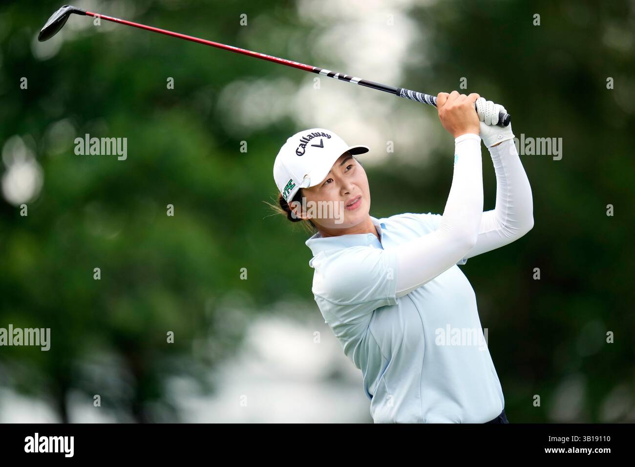 Yan Liu, of China, hits on the sixth hole during the second round of ...