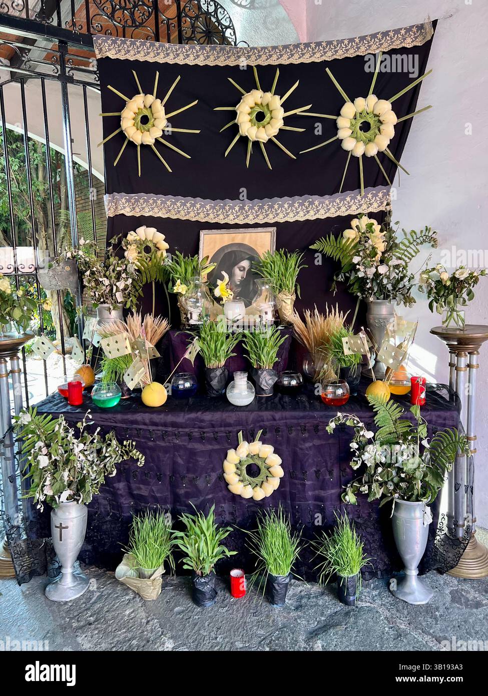 Altar setup for Semana Santa (Holy week) in Oaxaca city, Mexico Stock ...