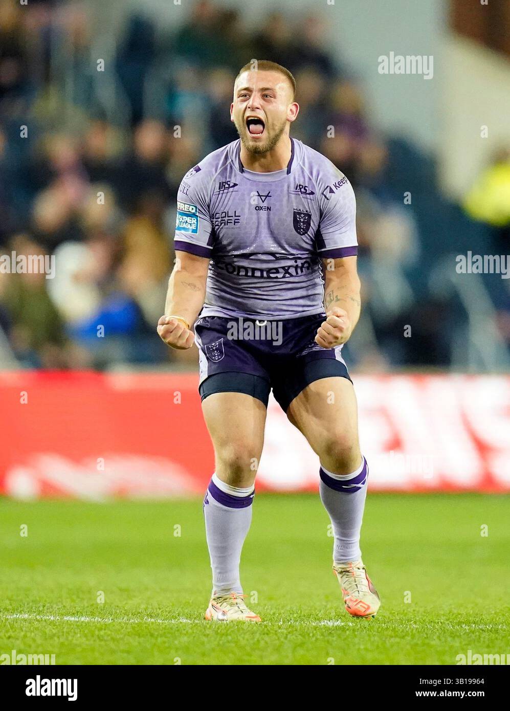 Hull KR's Mikey Lewis celebrates following victory in the Betfred Super ...