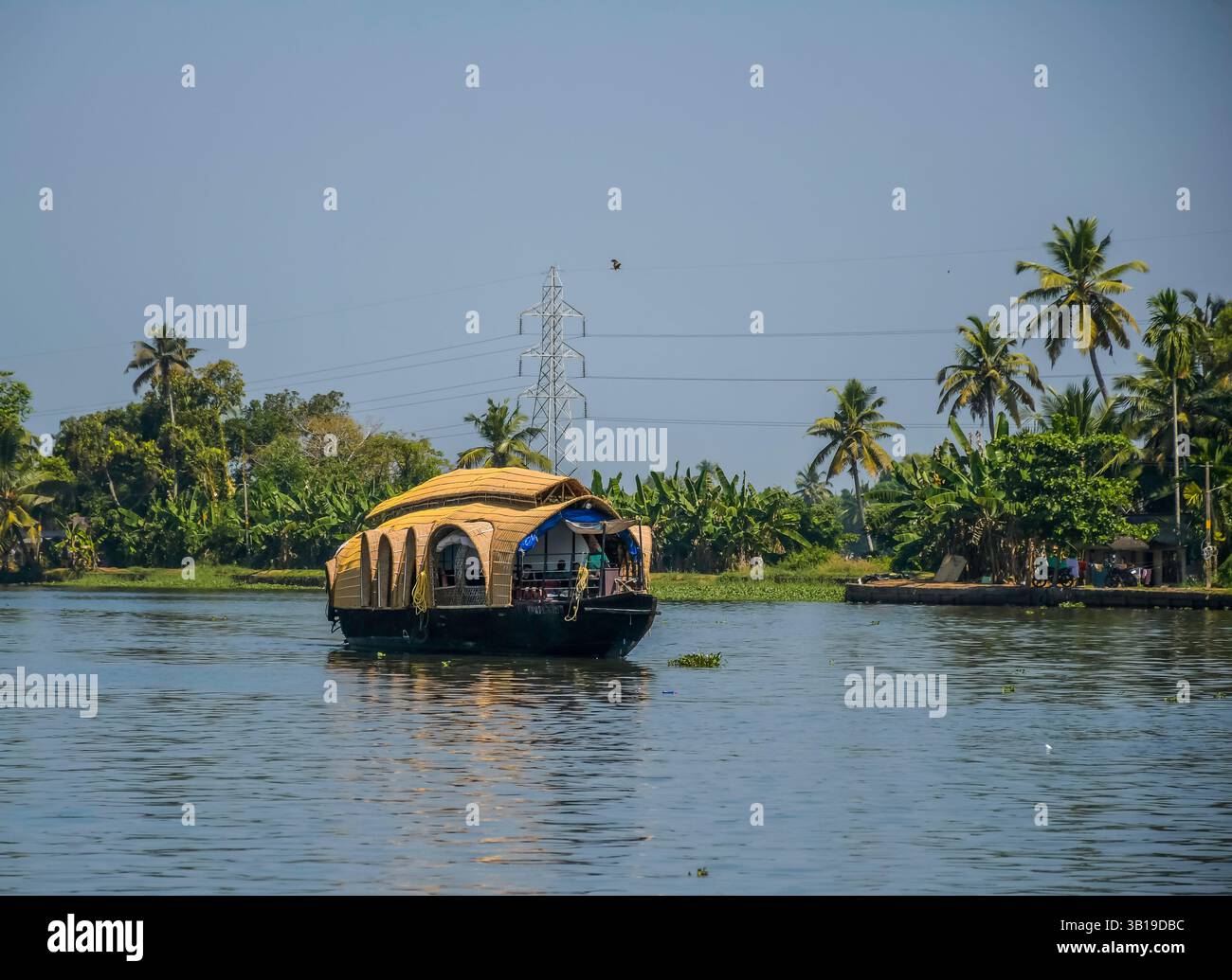 Houseboat in Kerala backwater sailing through the canals in Alleppey ...