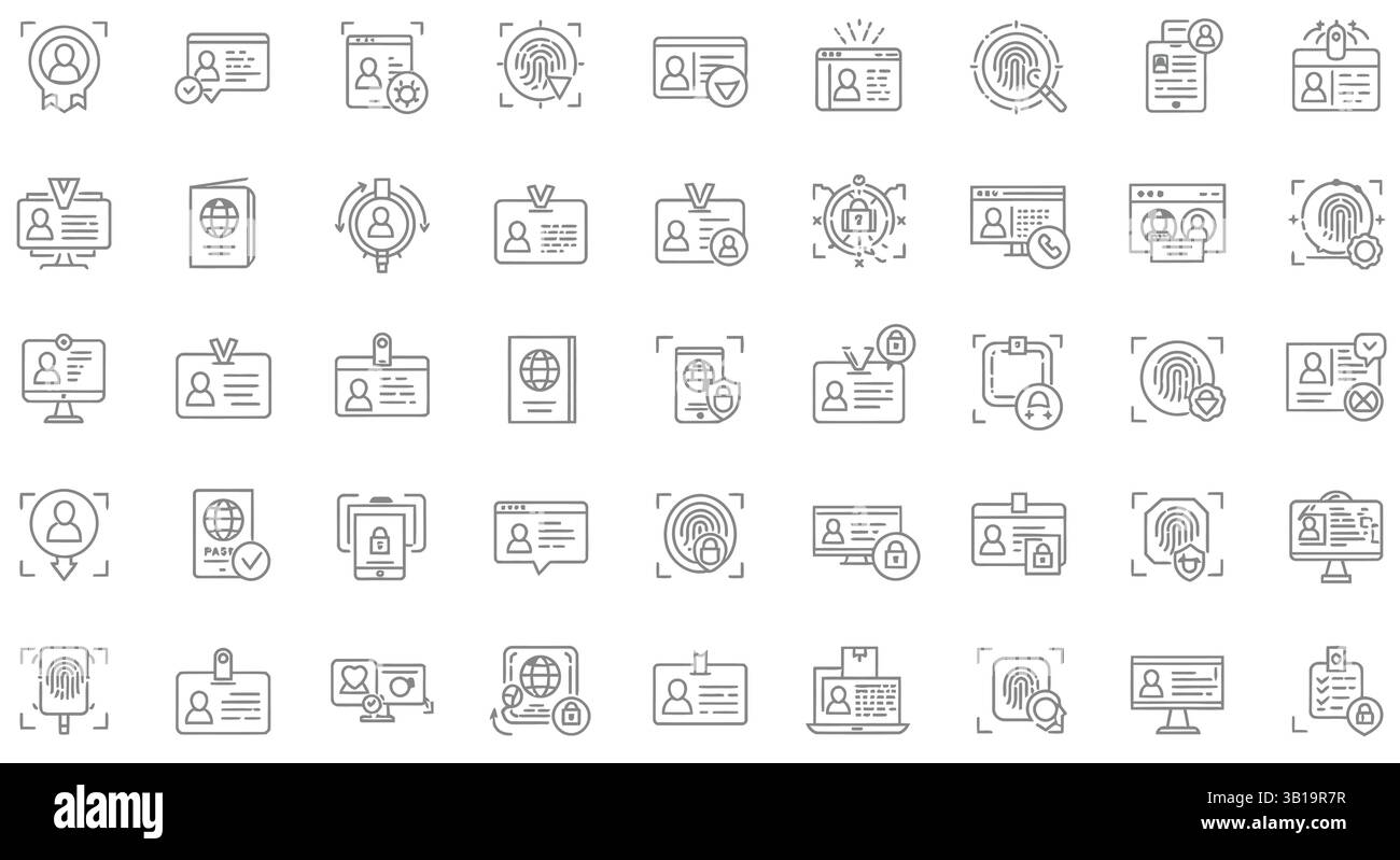 Identity & Security Icon Set, Biometric Authentication Symbols ...