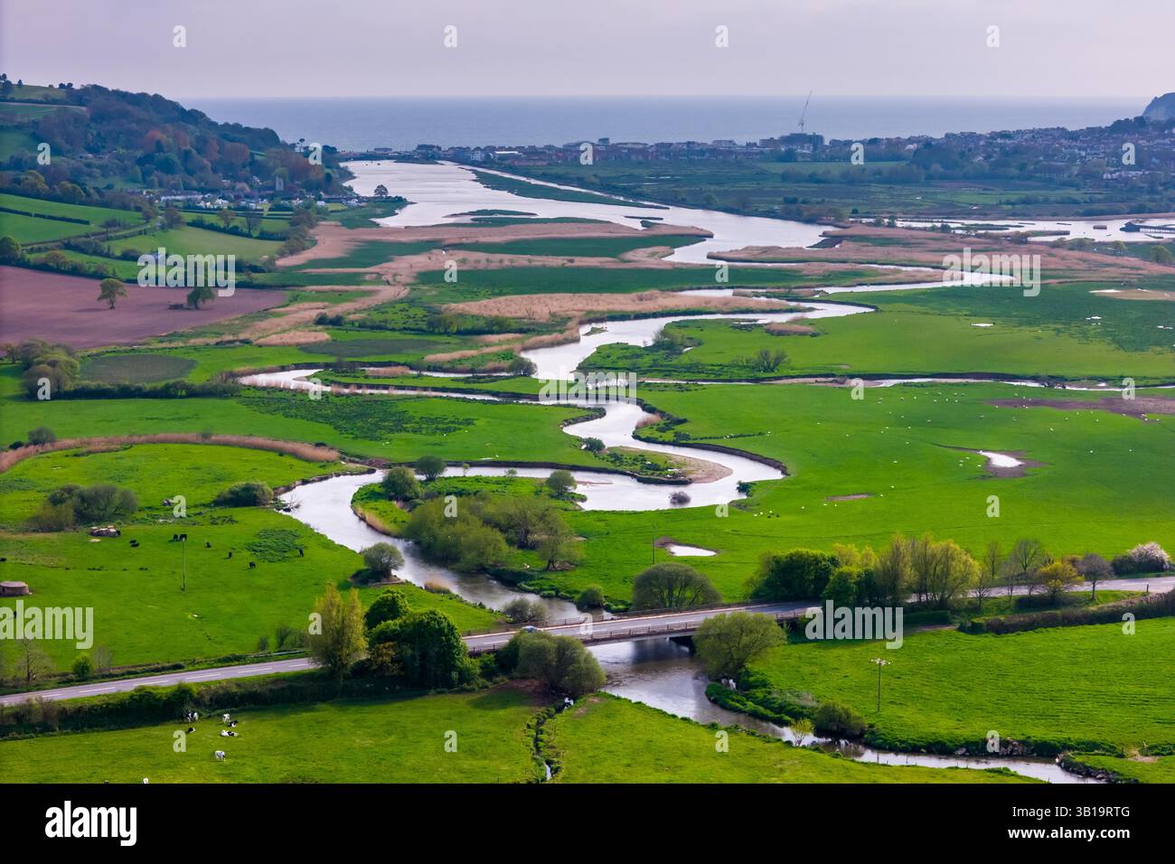 Colyford, Devon, UK. 25th April 2025. UK Weather. General aerial view ...