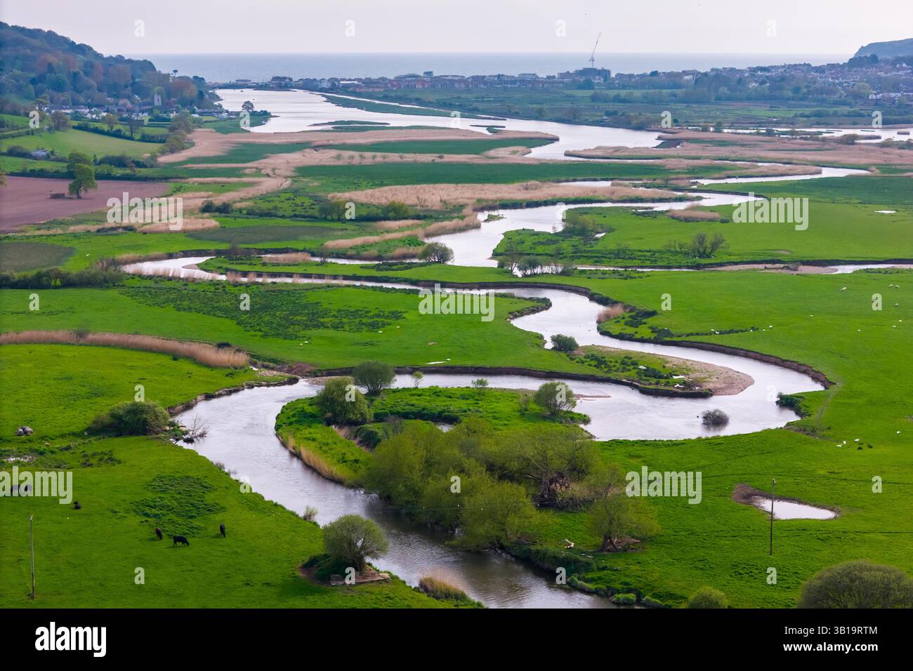 Colyford, Devon, UK. 25th April 2025. UK Weather. General aerial view ...
