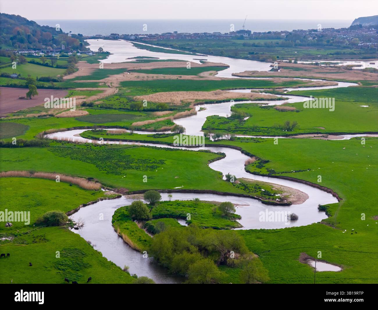 Colyford, Devon, UK. 25th April 2025. UK Weather. General aerial view ...