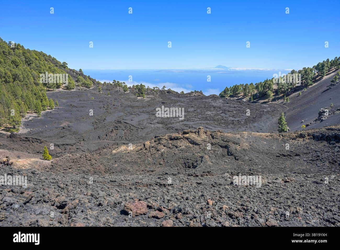 Lavasee Lavas la Malforada am Crater del Duraznero, Höhenrücken ...