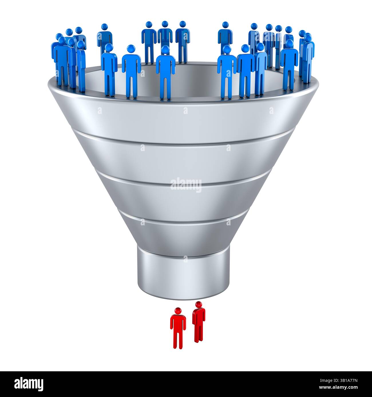 Marketing funnel or sales funnel with silhouettes, figures of people ...