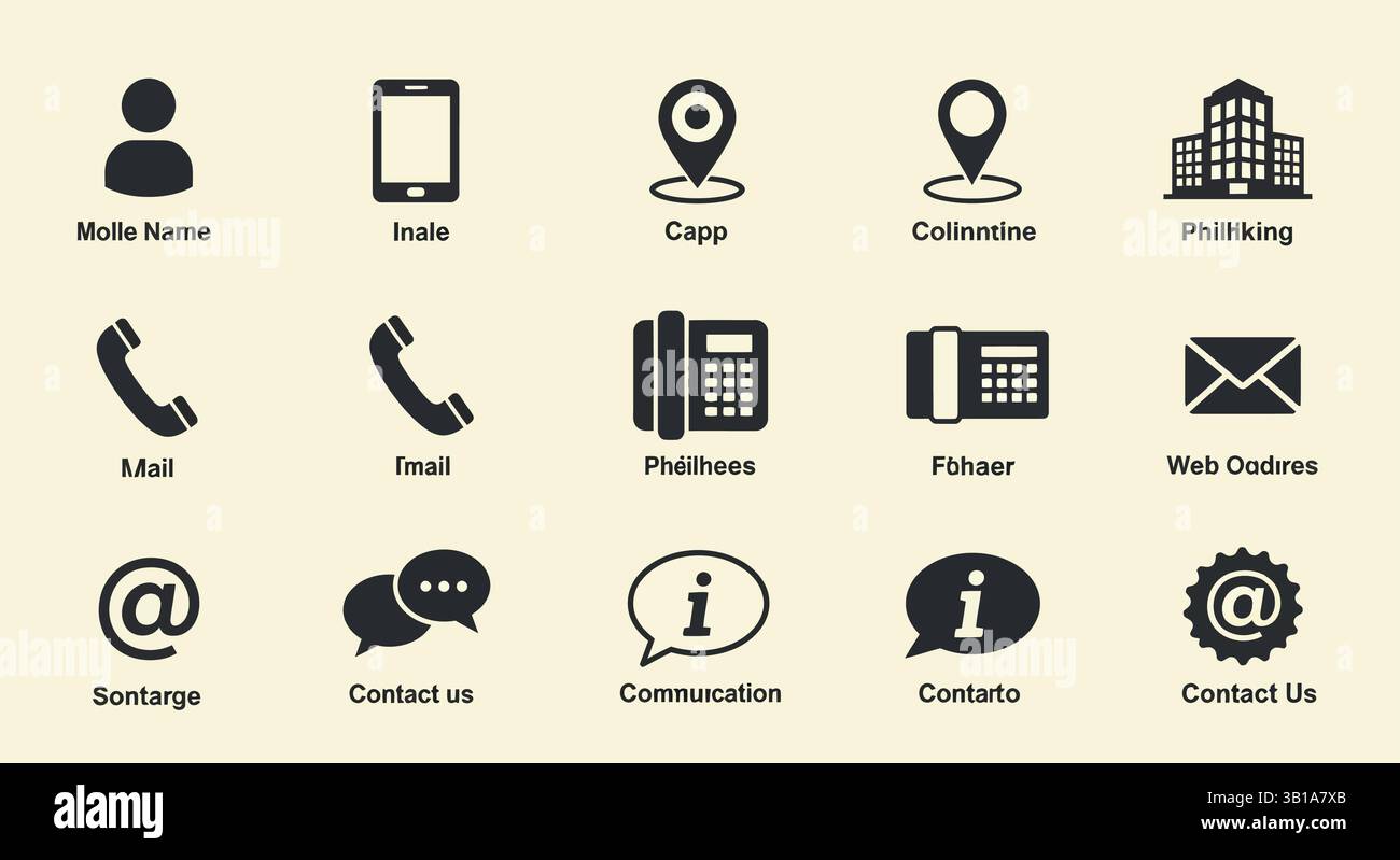 Communication & Contact Icon Set – Business & Information Symbols Collection for Professional ...