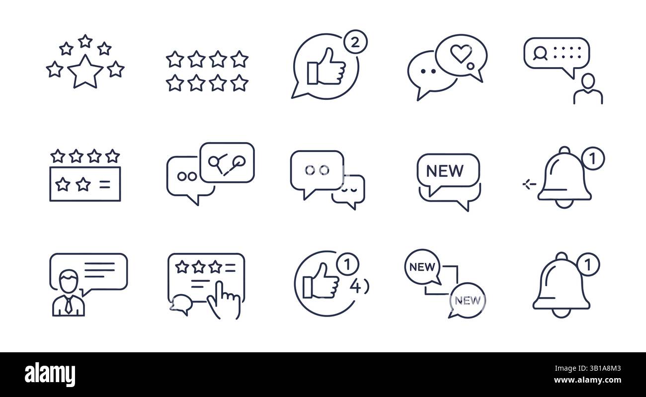 Social Media Interaction Icon Set – User Engagement & Feedback Symbols ...