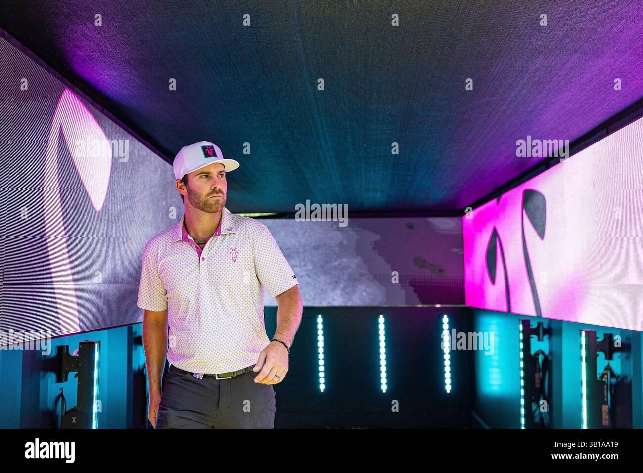 Matthew Wolff of RangeGoats GC walks to the 18th tee during the first ...