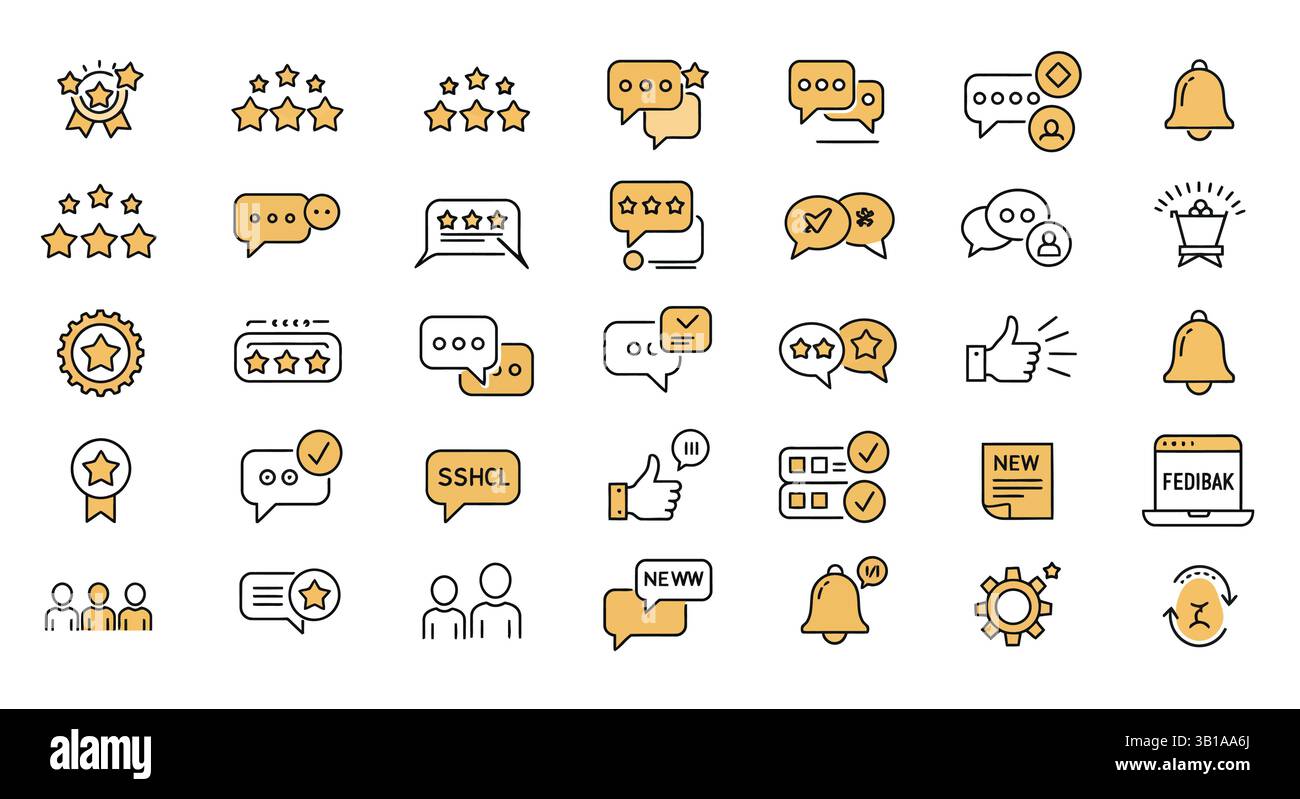 Social Media Interaction Icon Set – User Engagement & Feedback Symbols Collection for Digital ...