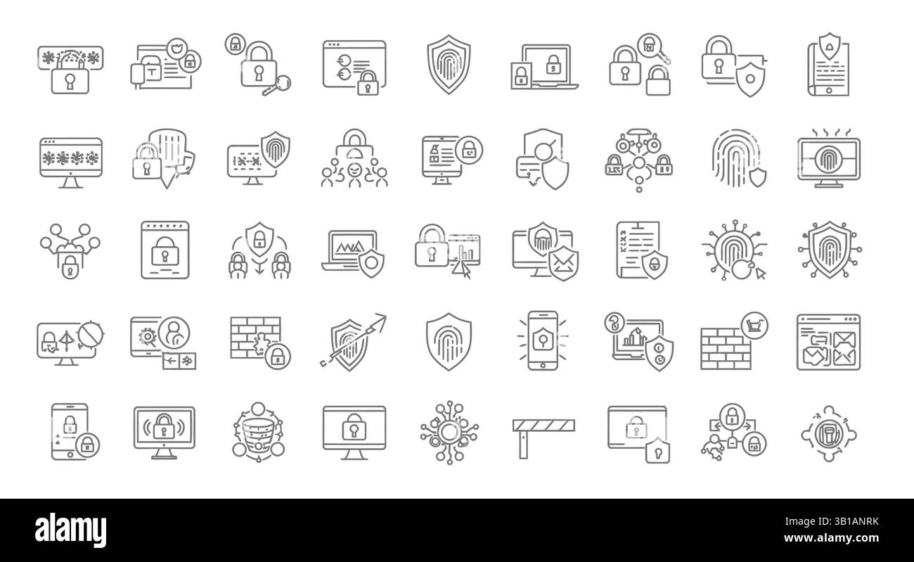 Cybersecurity & Data Protection Icon Set – Digital Security, Privacy ...