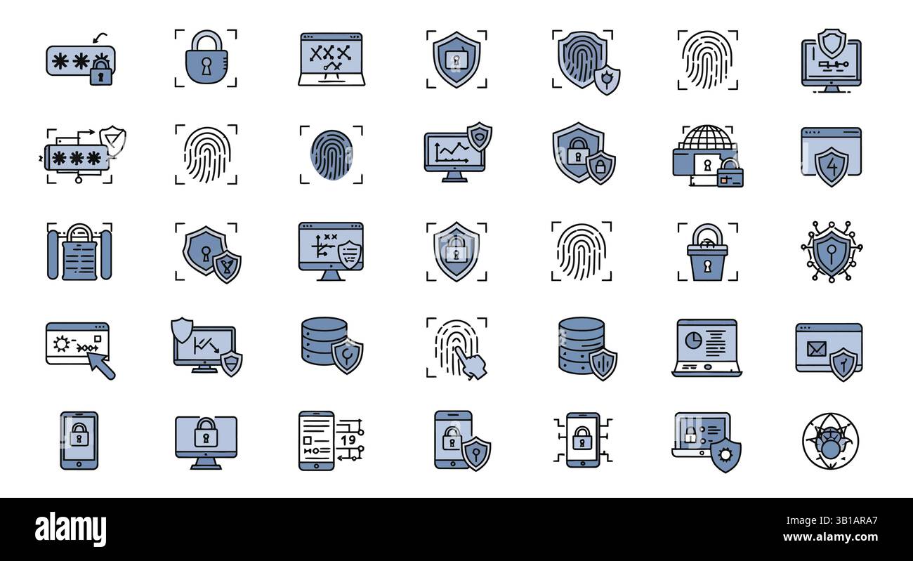 Cybersecurity & Data Protection Icon Set – Digital Security, Privacy Shield, and Encryption ...