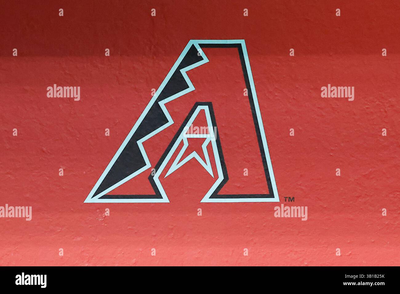 PHOENIX, AZ - APRIL 24: The Arizona Diamondbacks logo on the dugout ...
