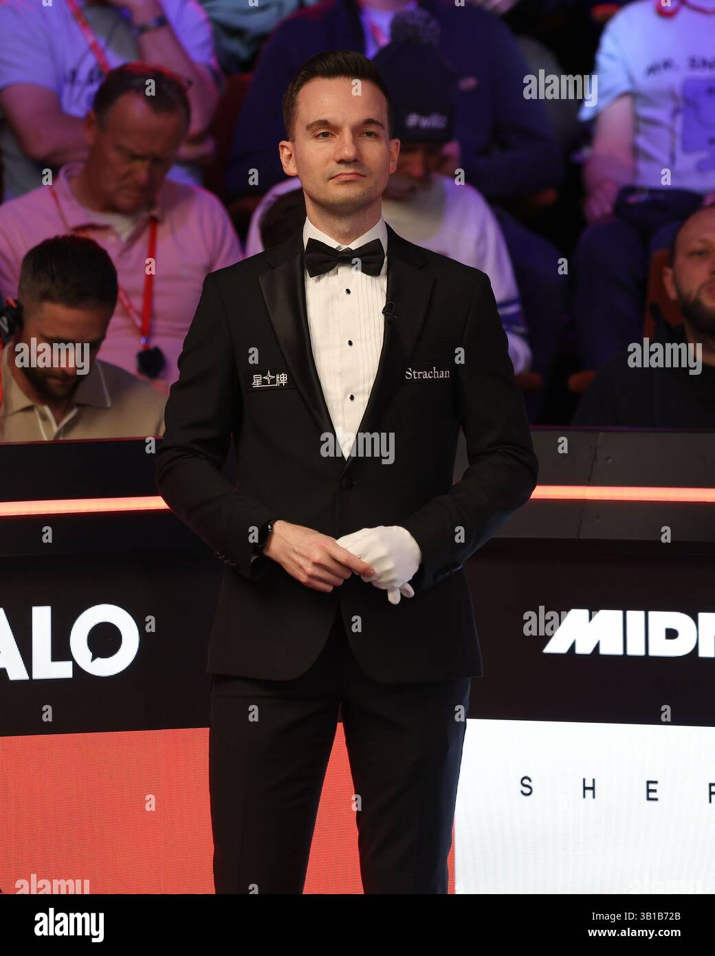 Referee Marcel Eckardt during the 2025 Halo World Snooker Championship ...