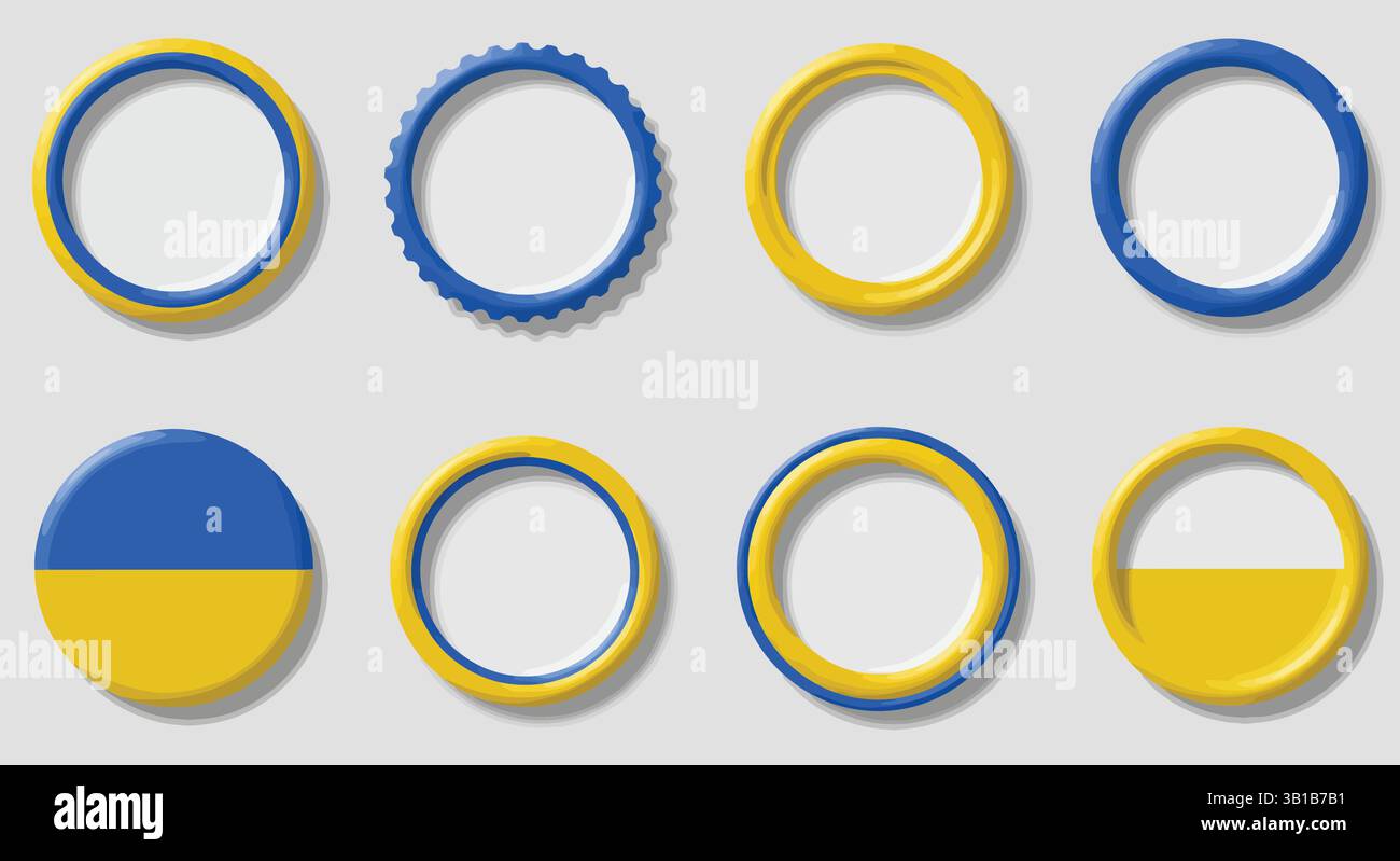 Blue & Yellow Circular Icon Set – Minimalist Geometric Symbols ...