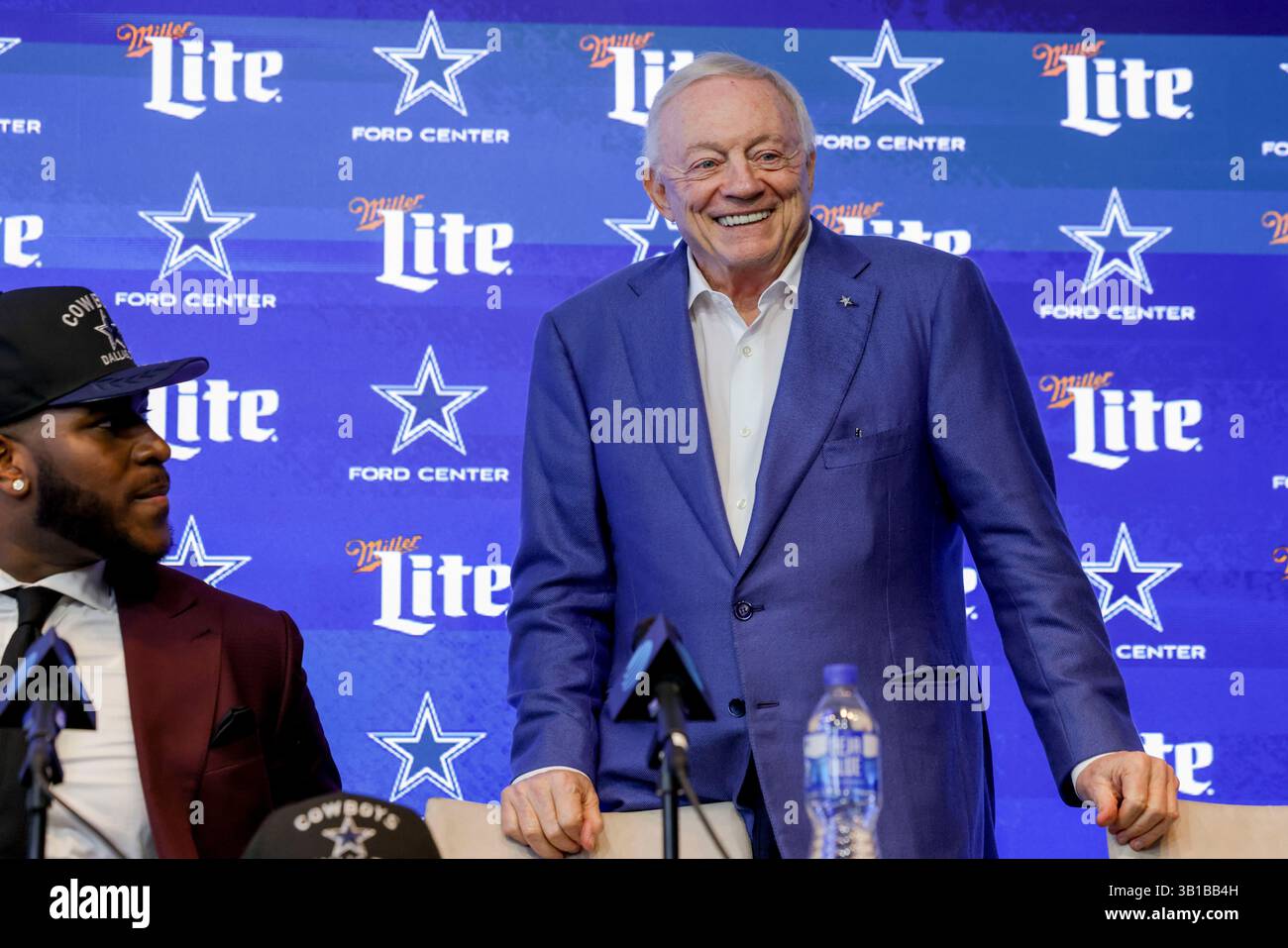 Dallas Cowboys first round draft pick Tyler Booker, left, and owner ...