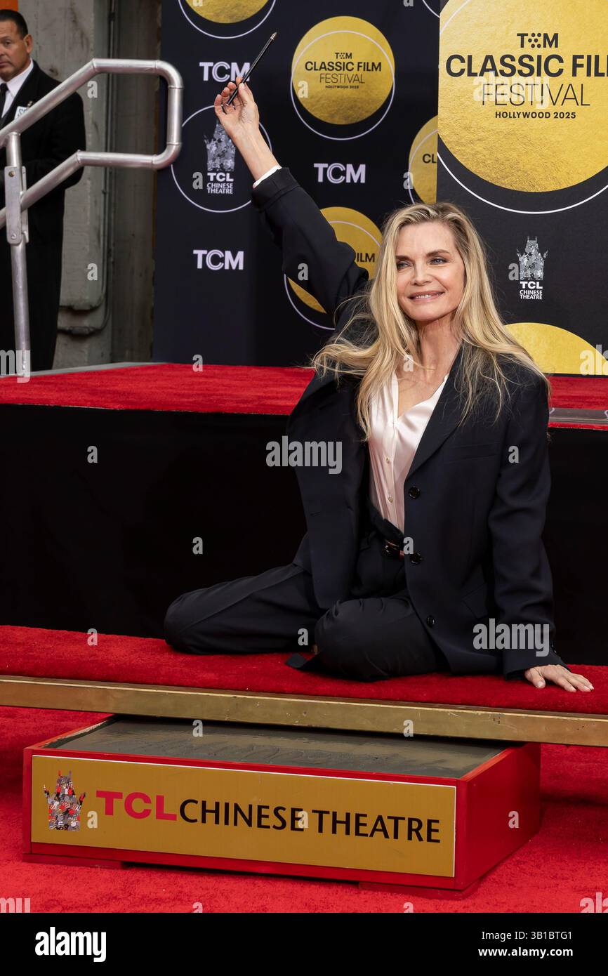 Hollywood, USA. 25th Apr, 2025. Michelle Pfeiffer poses at the Hand ...