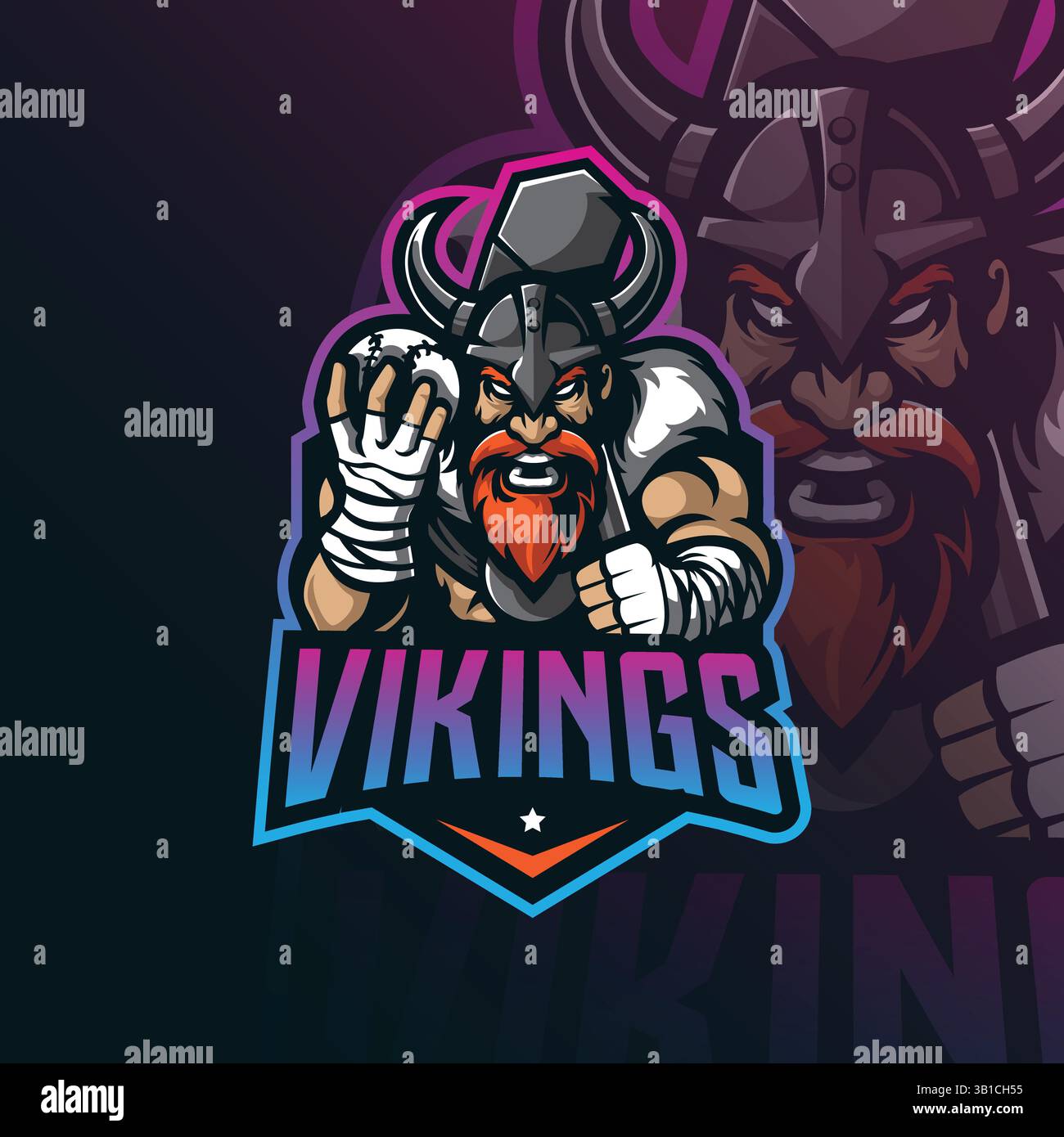 viking mascot logo design vector with modern illustration concept style ...