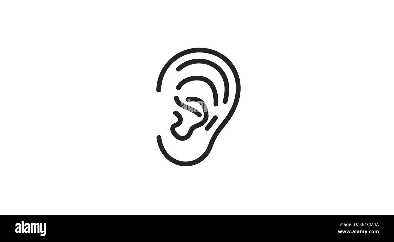 Minimalist Ear Line Icon – Simple Hearing Symbol Illustration for ...