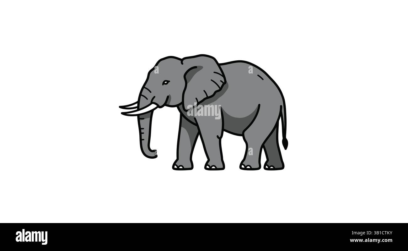 Minimalist Cartoon Elephant – Cute Elephant Line Art for Simple Animal ...
