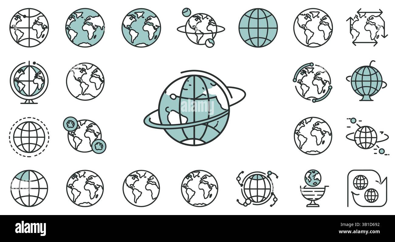 Geospatial icons set hi-res stock photography and images - Alamy