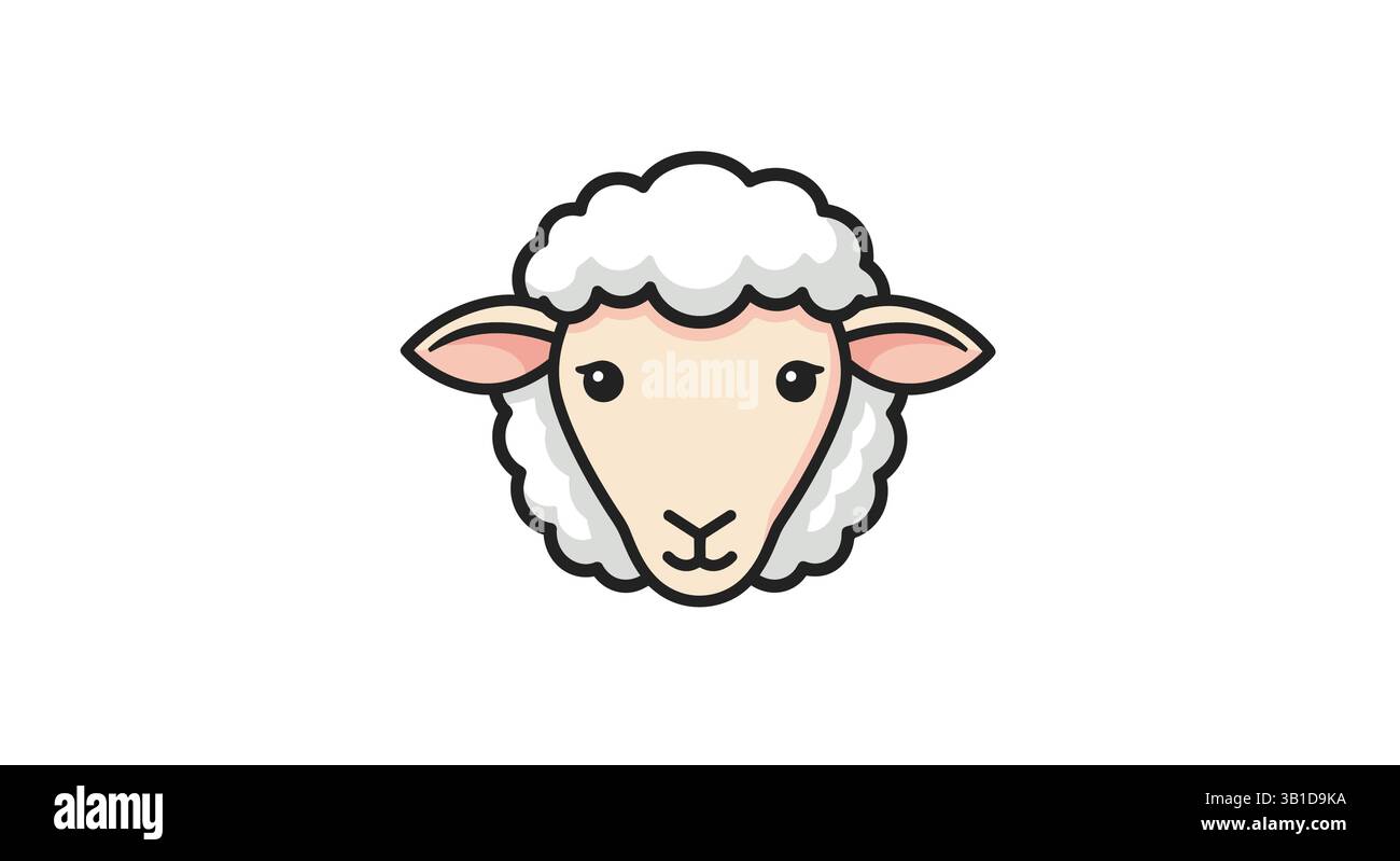 Cute Sheep Face Cartoon – Fluffy Lamb Head Illustration for Adorable Animal Designs, Kids ...