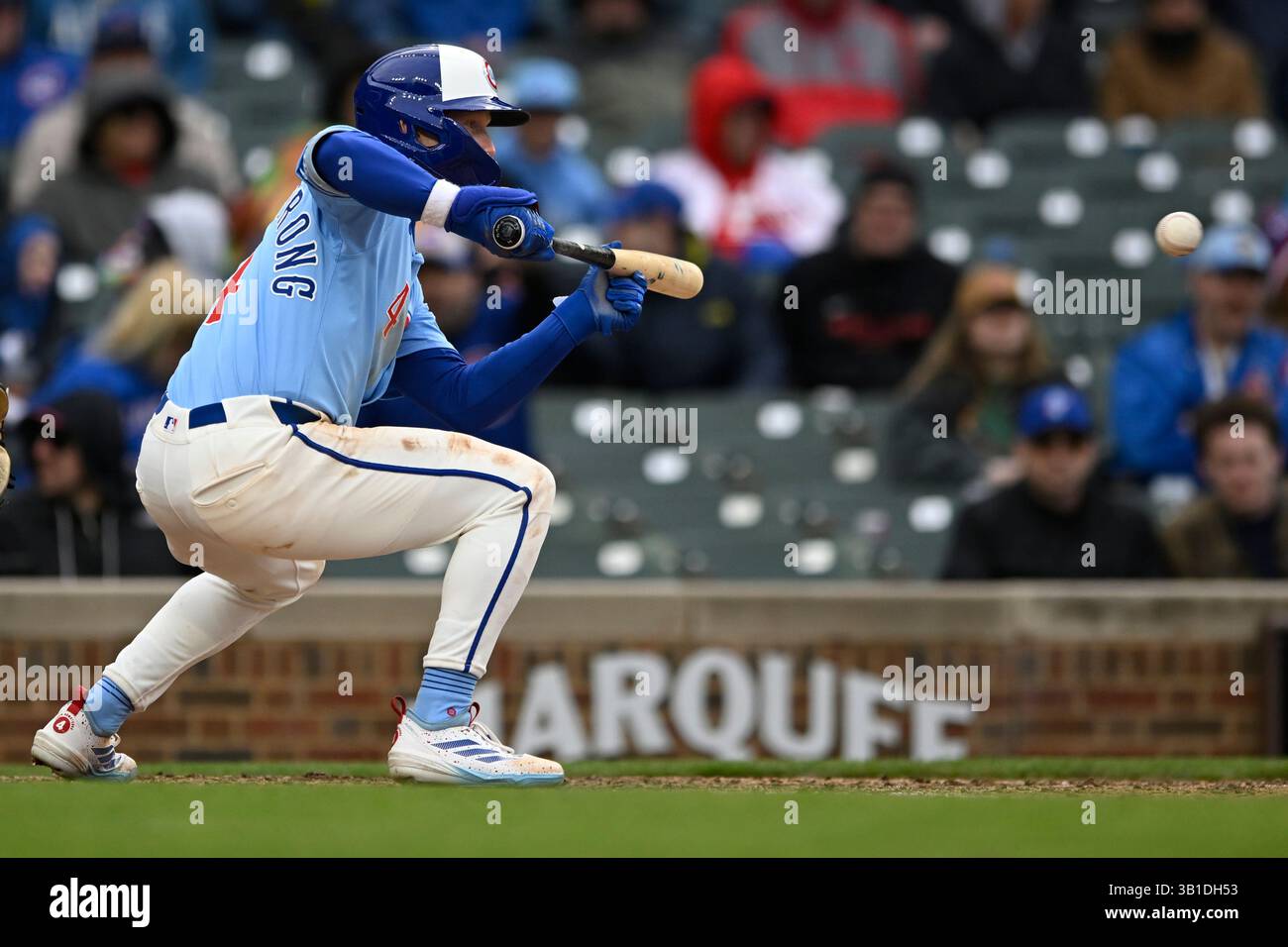 Chicago Cubs' Pete Crow-Armstrong watches his sacrifice bunt that ...