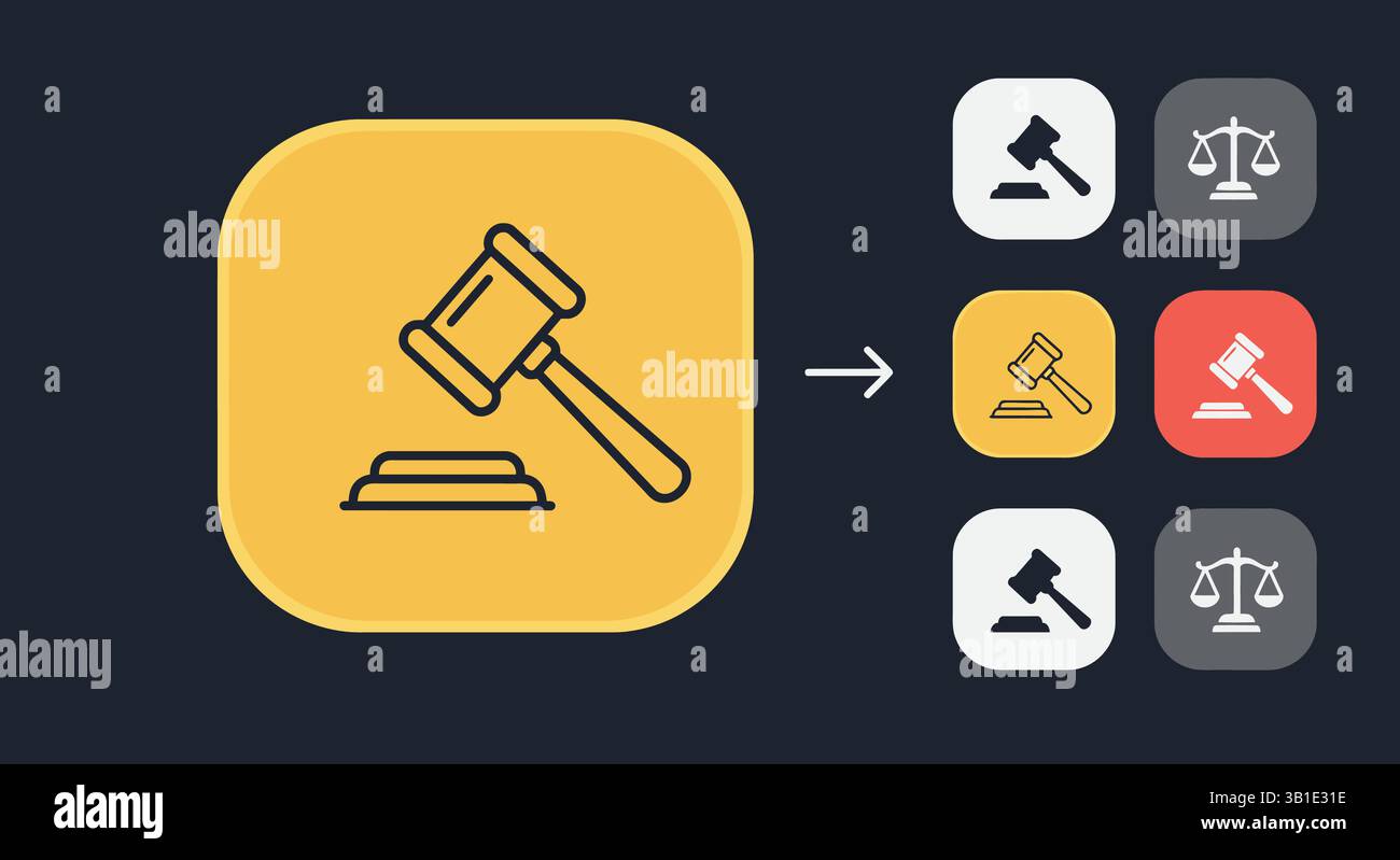 Judiciary symbols set hi-res stock photography and images - Alamy