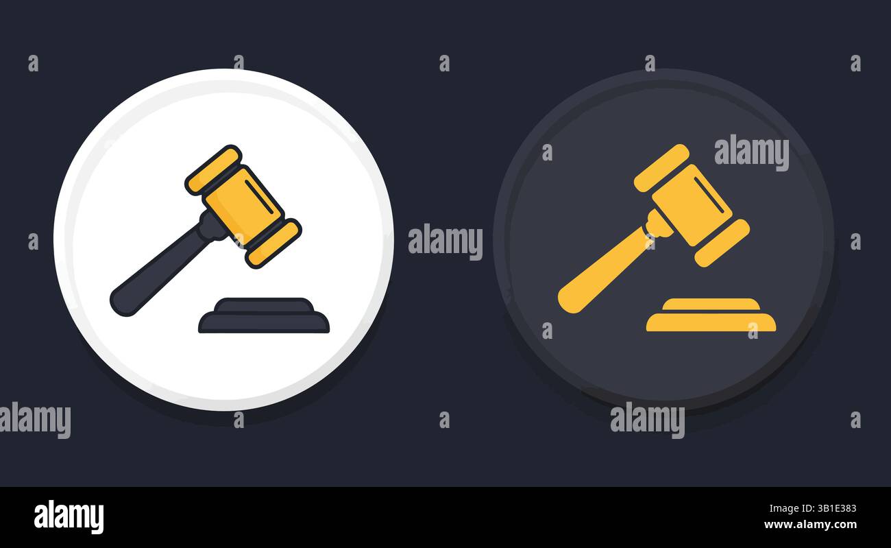 Legal Icons Set – Gavel & Scales of Justice for Courtroom Symbol ...