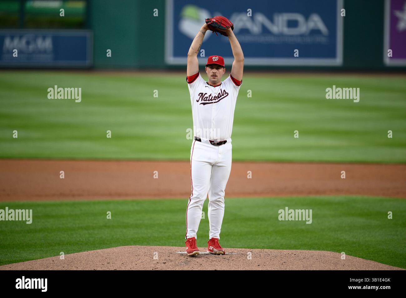 Washington Nationals starting pitcher Mitchell Parker in action during ...