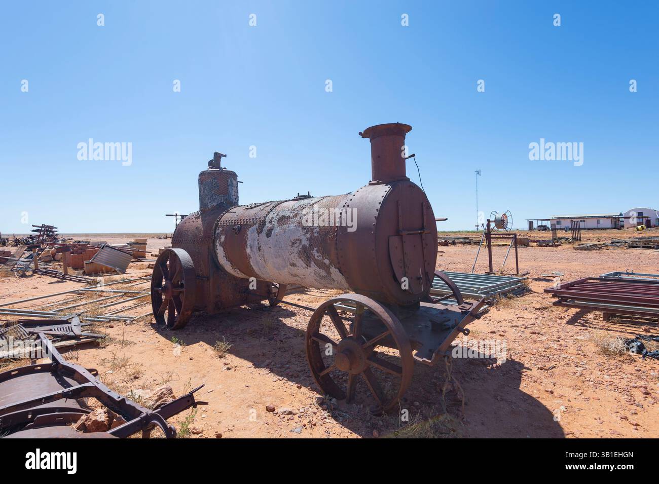 Old rusty steam engine in the Australian Outback, Cordillo Downs ...
