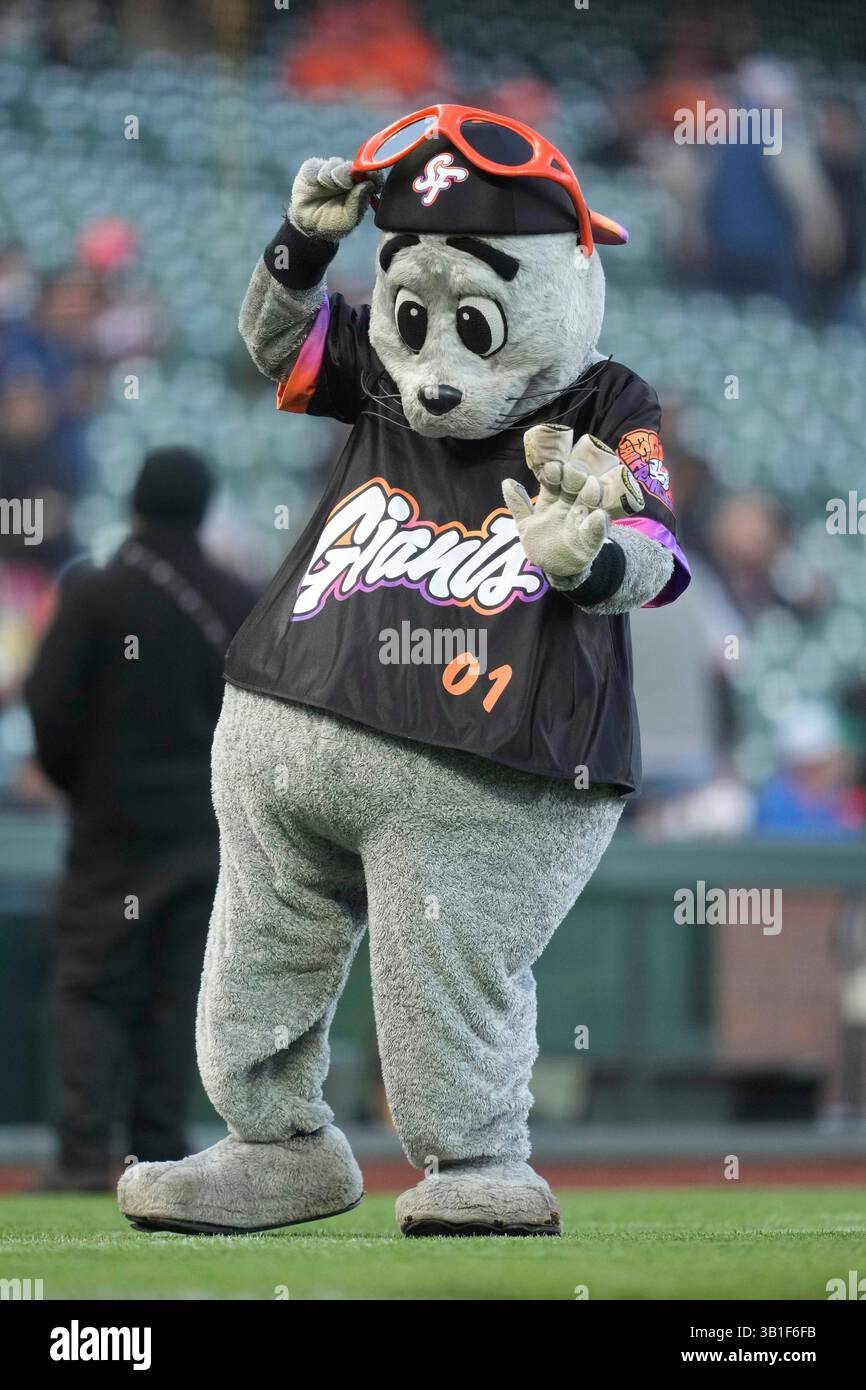 San Francisco Giants mascot Lou Seal before a baseball game between the ...