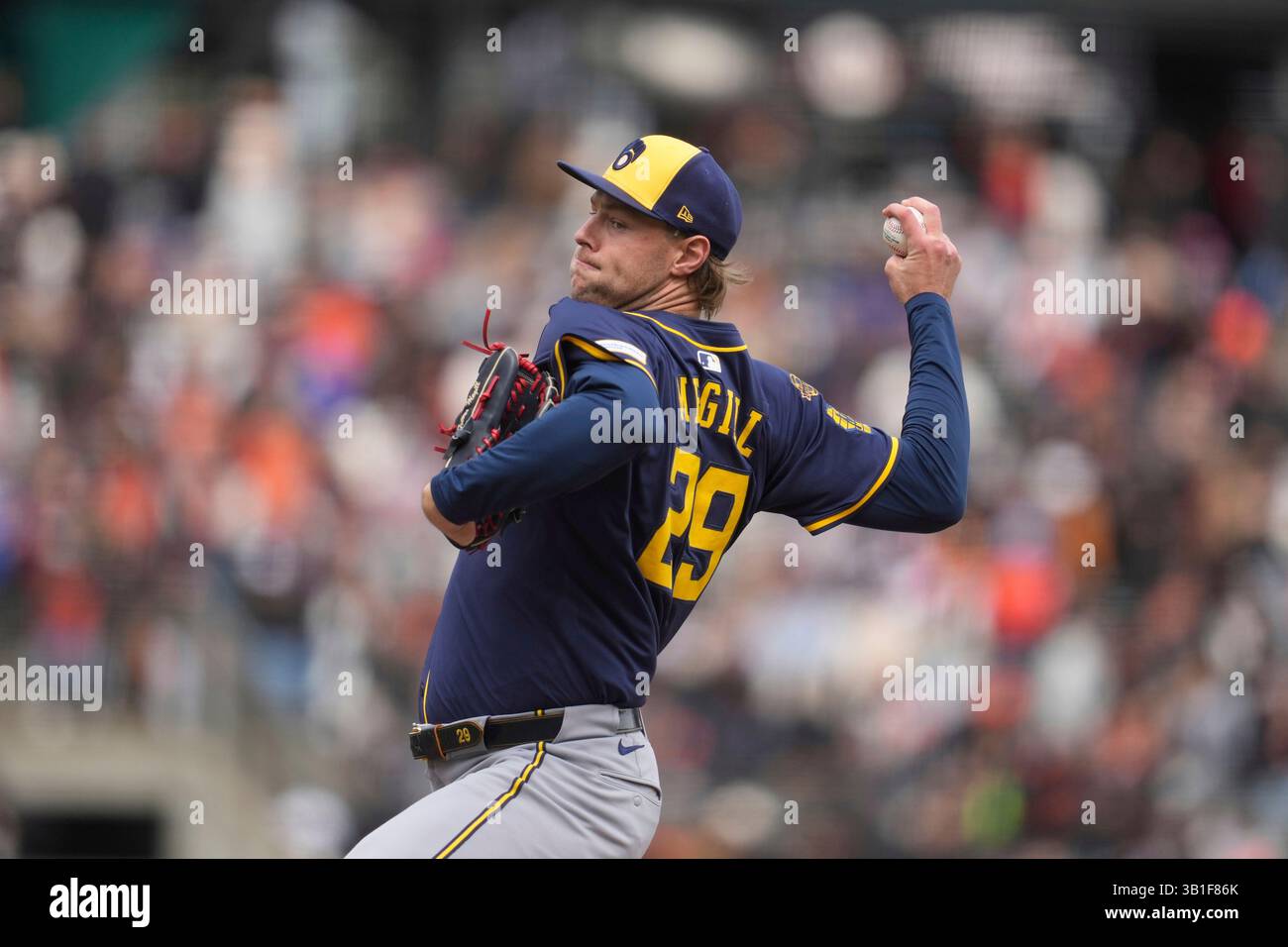 Milwaukee Brewers pitcher Trevor Megill during a baseball game against ...