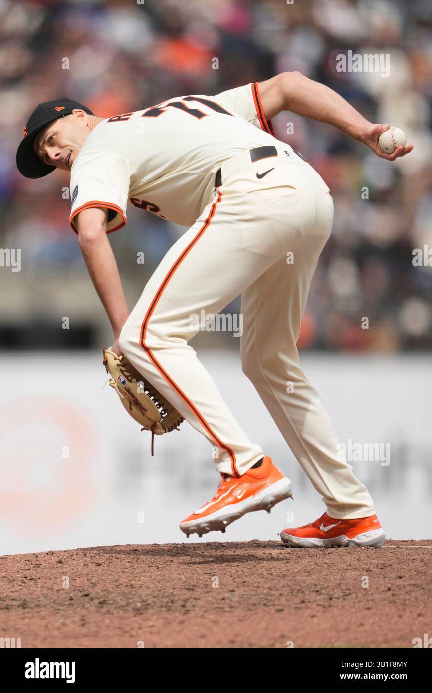 San Francisco Giants pitcher Tyler Rogers during a baseball game against the Milwaukee Brewers ...