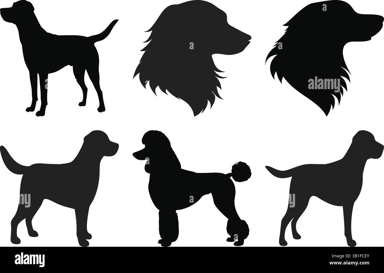 Editable Dog Silhouette Vector Art Set | Dog Outline | Pet Clip Art ...
