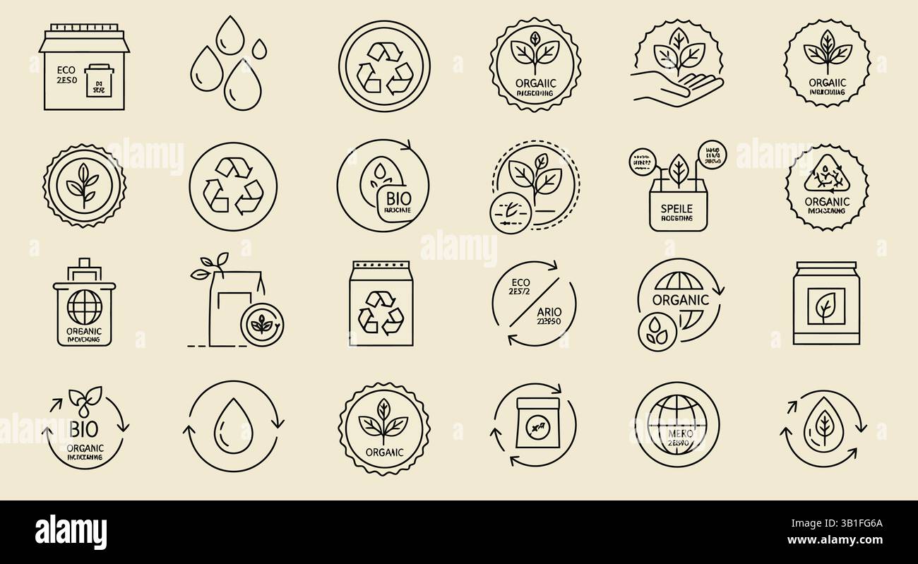 Eco-Friendly Product Icons, Sustainable Labels & Symbols Collection for ...