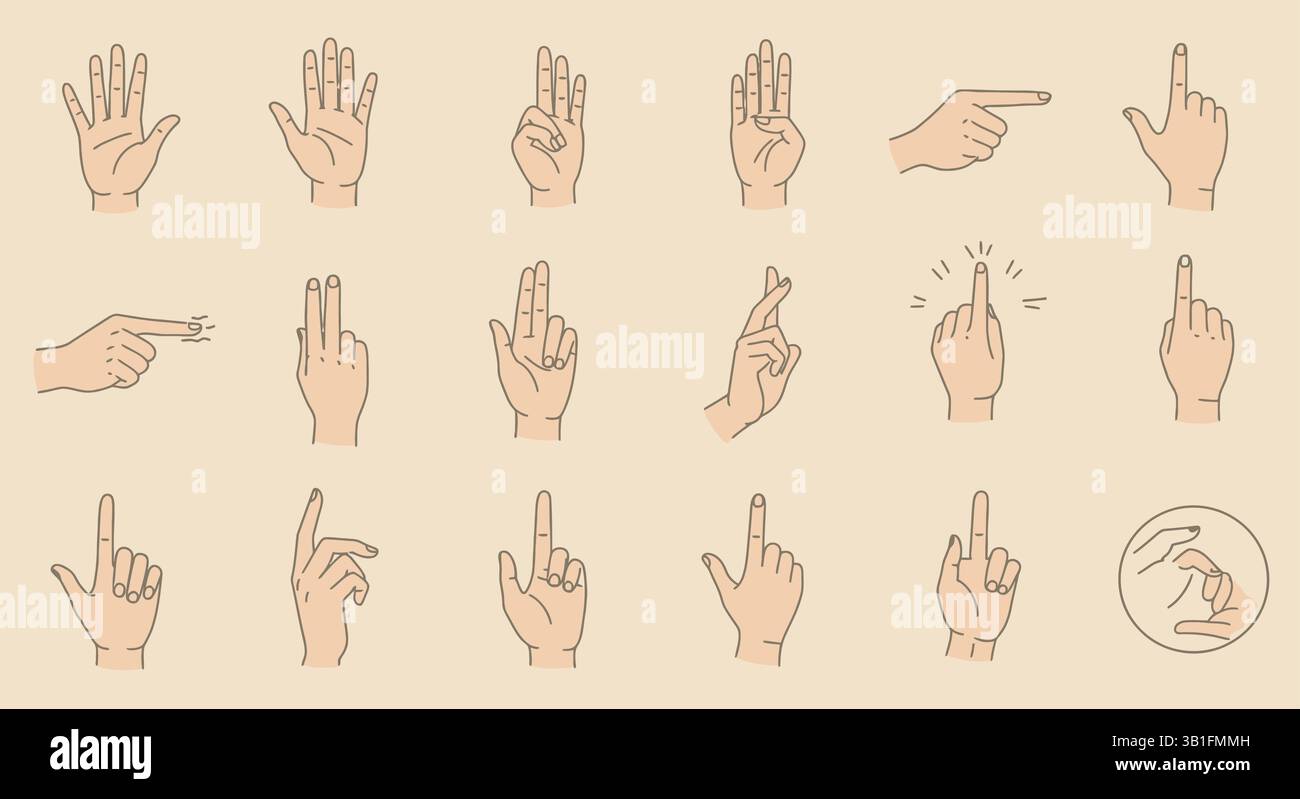 Hand Gesture Symbol Collection Communication And Sign Language Icons Set For Visual