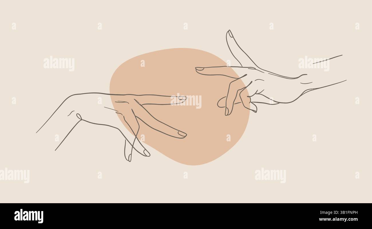 Minimalist Hand Connection Illustration, Elegant Line Art Gesture for ...
