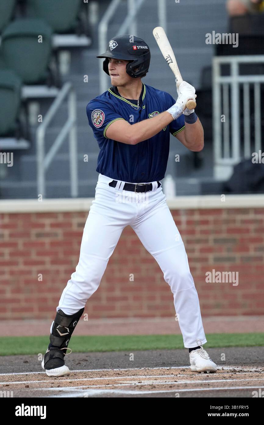 Casey Cook (2) of the Hub City Spartanburgers at bat in a South ...